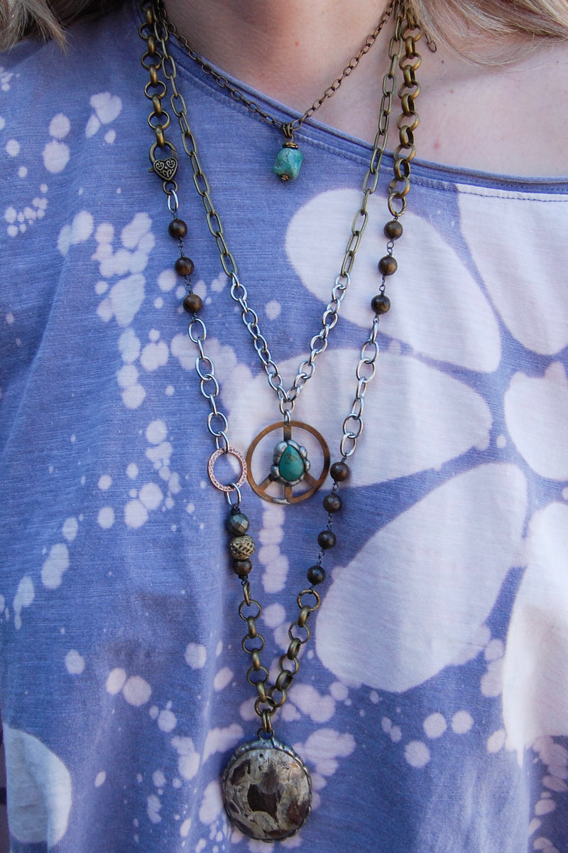 Spirit Lala Vintage Coin: Turquoise Peace Sign Necklace – Spirited ...