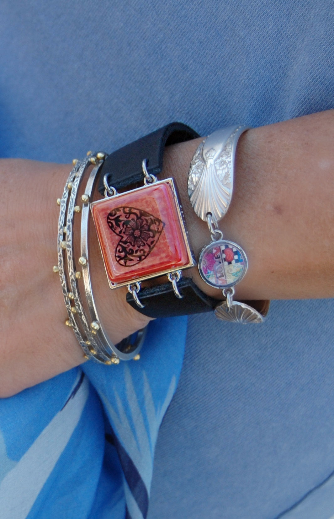 Spirit Lala: Red Heart Recycled Glass Cuff Bracelet – Spirited Boutiques
