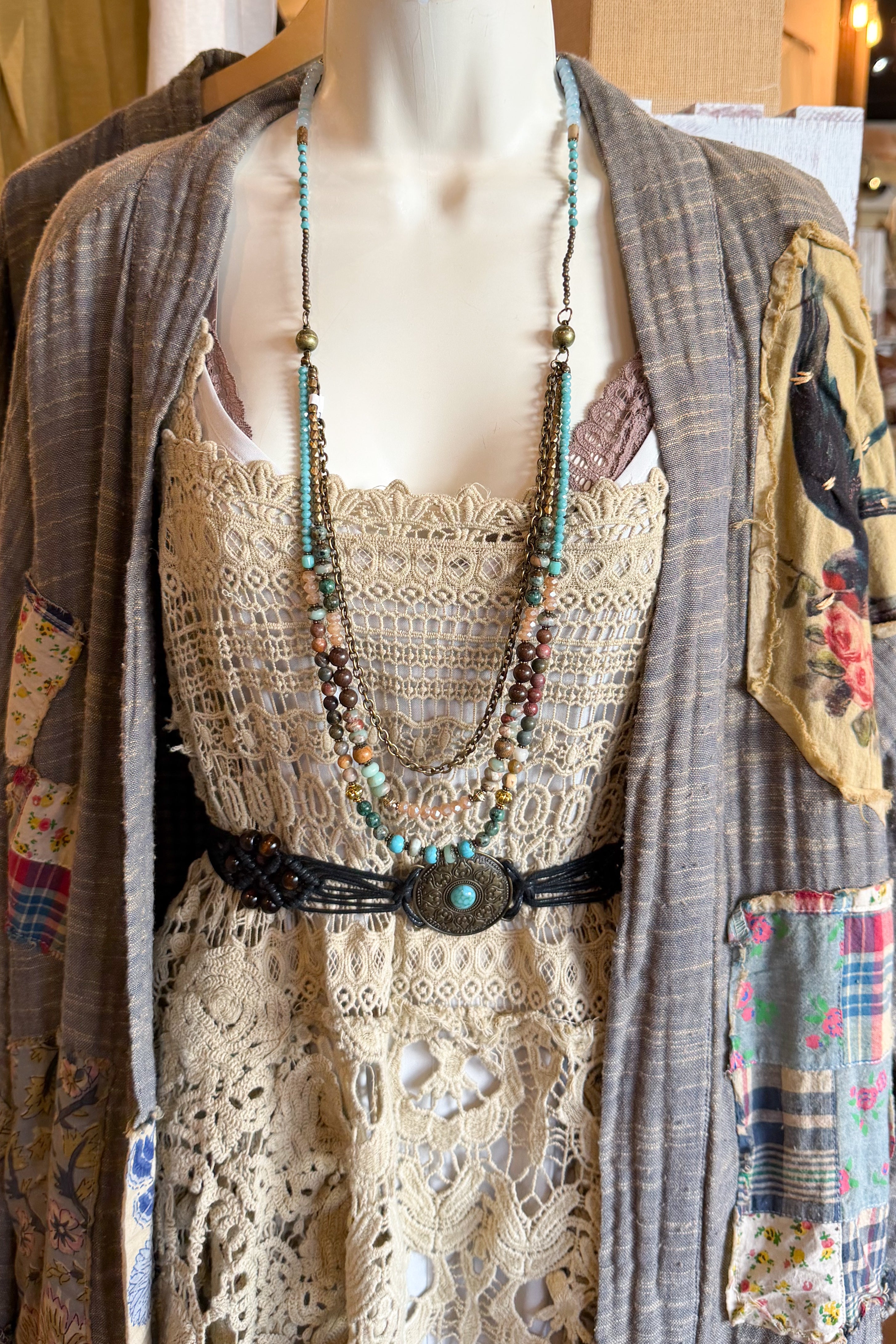 Turquoise and Tan Layered Necklace – Spirited Boutiques