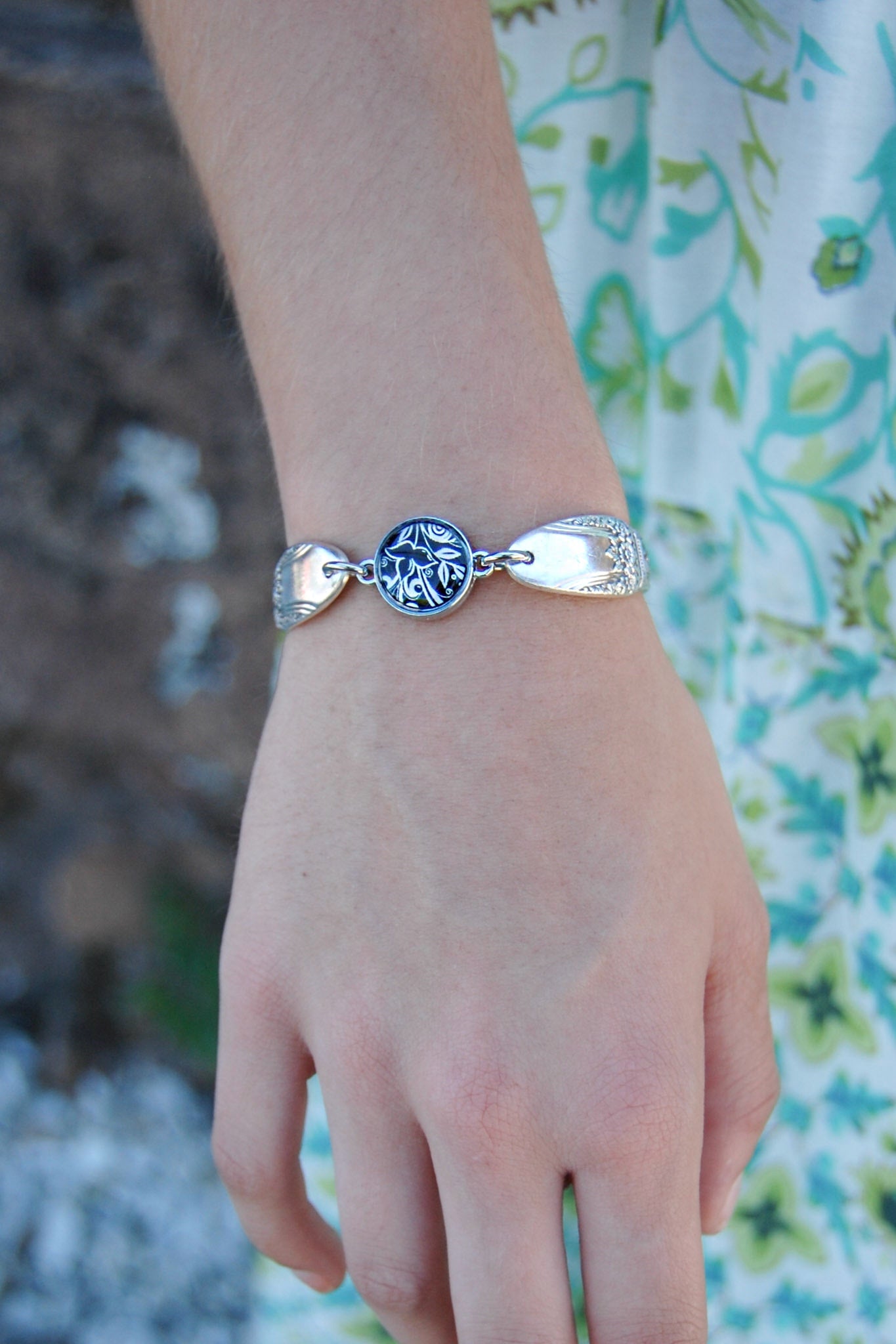 Spirit Lala: Abstract Black Flower Spoon Bracelet – Spirited Boutiques